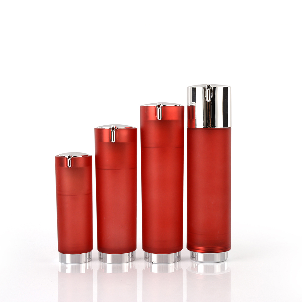 In stock 2oz empty round plastic packaging red acrylic bottle - cosmopacks