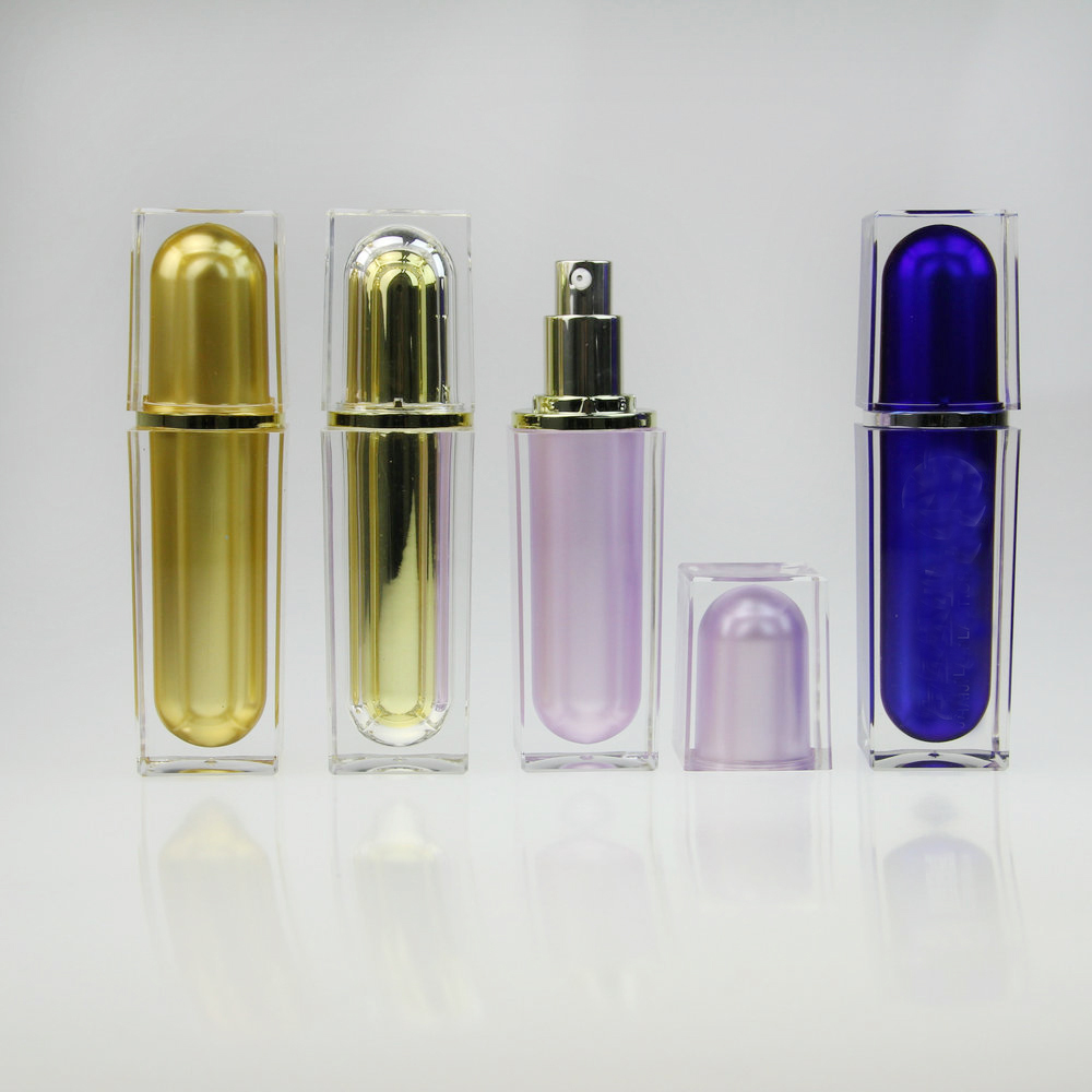PMMA 15ml Gold Acrylic Bottle with Treatment Pumps - cosmopacks