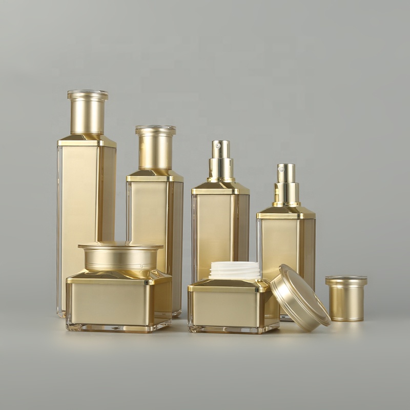 50G Cream Container Gold jar Acrylic Bottle Set Packaging - cosmopacks